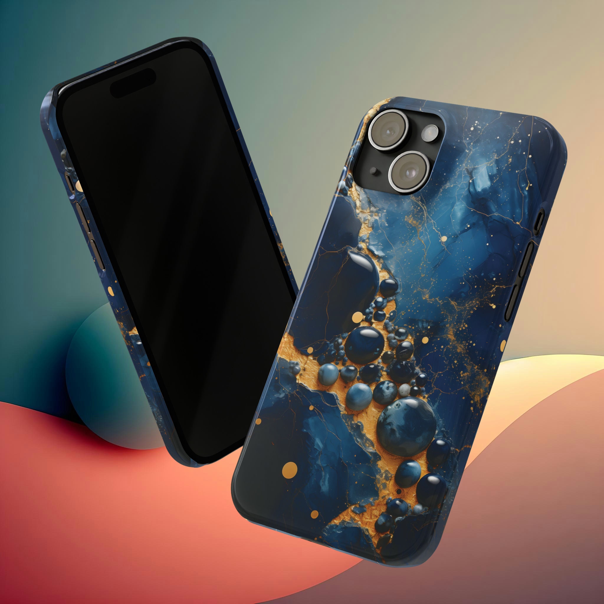 Midnight Blue and Gold Marble Custom Slim Phone Cases - Etsy