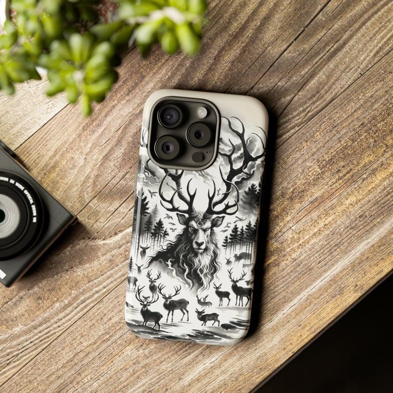Ink Wash Style Cernunnos' Nature Domain Sumi-e Celtic Spirit Art iPhone ...