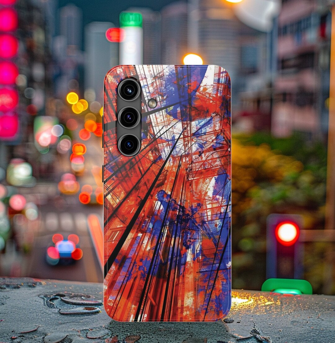 Abstract Red and Blue Geometric Phone Case | Vibrant Modern Art Design ...