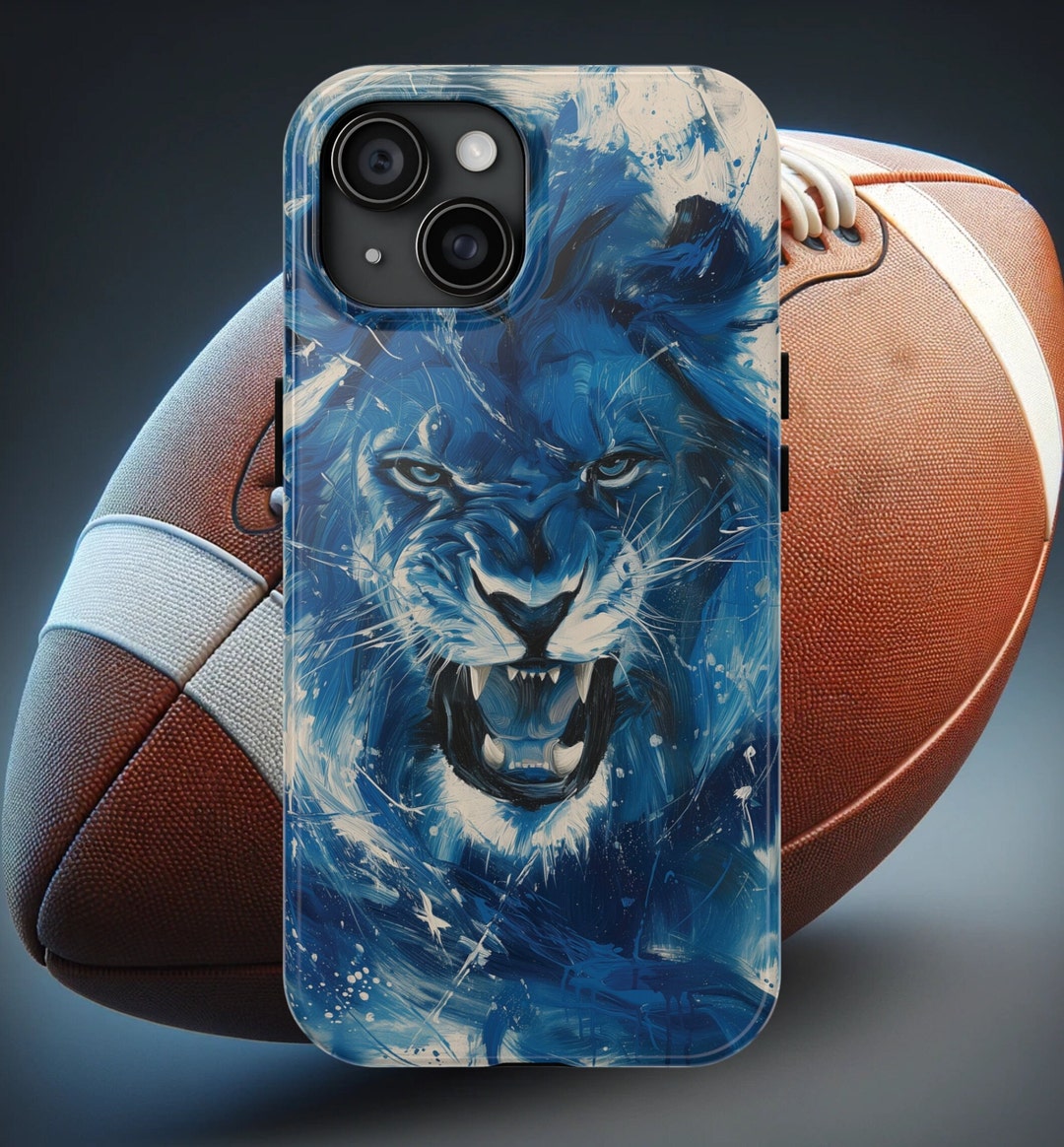 Detroit Pride: Fierce Blue Lion Football iPhone Case - Etsy