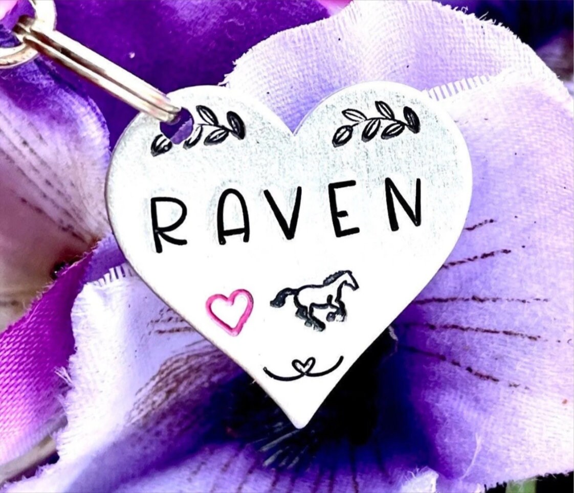 Hand Stamped Horse ID Tag - Personalized Heart Halter Name Plate - Etsy