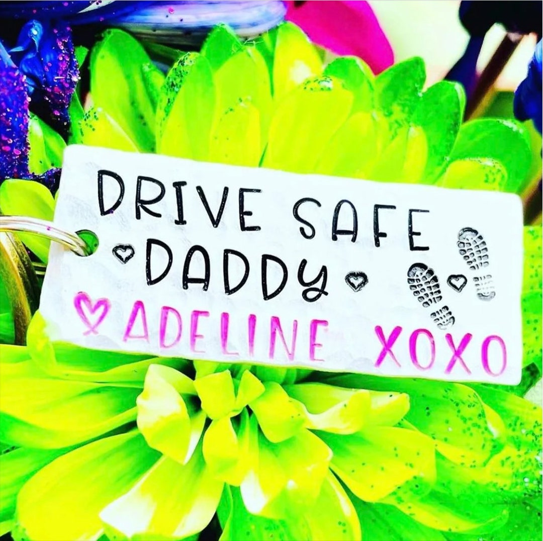 Drive Safe Dad Dad Gifts Fathers Day Gift Dad Keychain Kids Names Dad ...