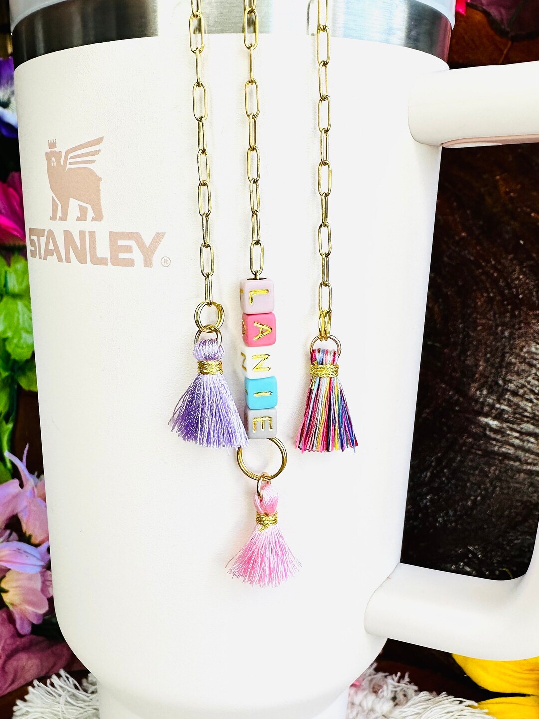 Tassel Stanley Charm, Gold-plated Tumbler Accessory - Etsy