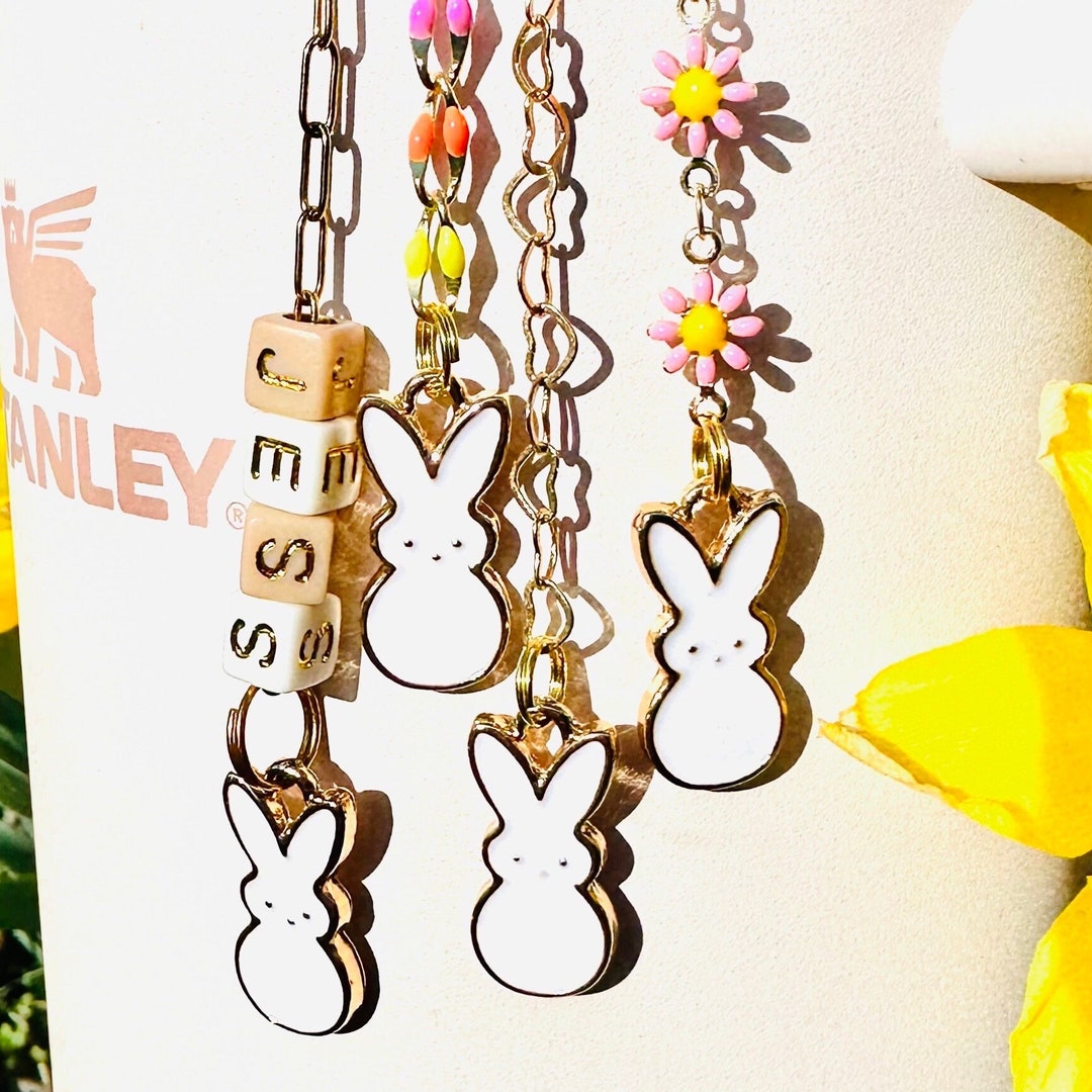 Bunny Tumbler Charm: Beaded Stanley Cup Accessory, Easter Jewelry - Etsy