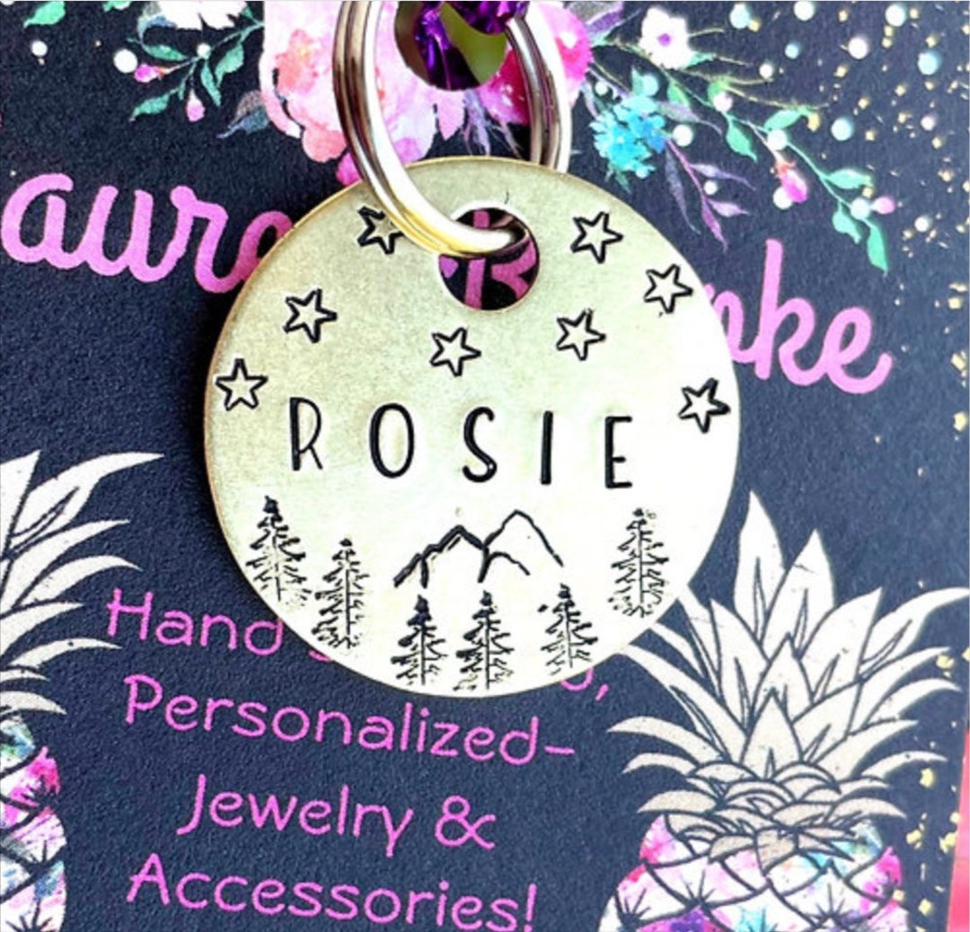 Hand Stamped Horse ID Tag, Mountains, Trees, Stars - Etsy
