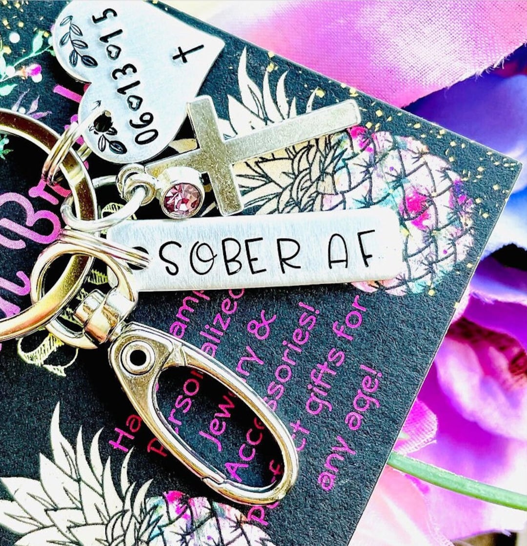 Hand Stamped Sobriety Keychain Sobriety Gift Sobriety Gift for Women ...