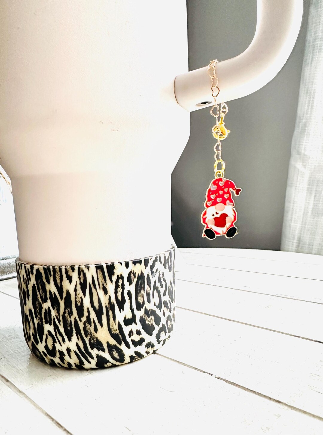 Valentine Gnome Stanley Tumbler Charm, Gold Chain Jewelry - Etsy