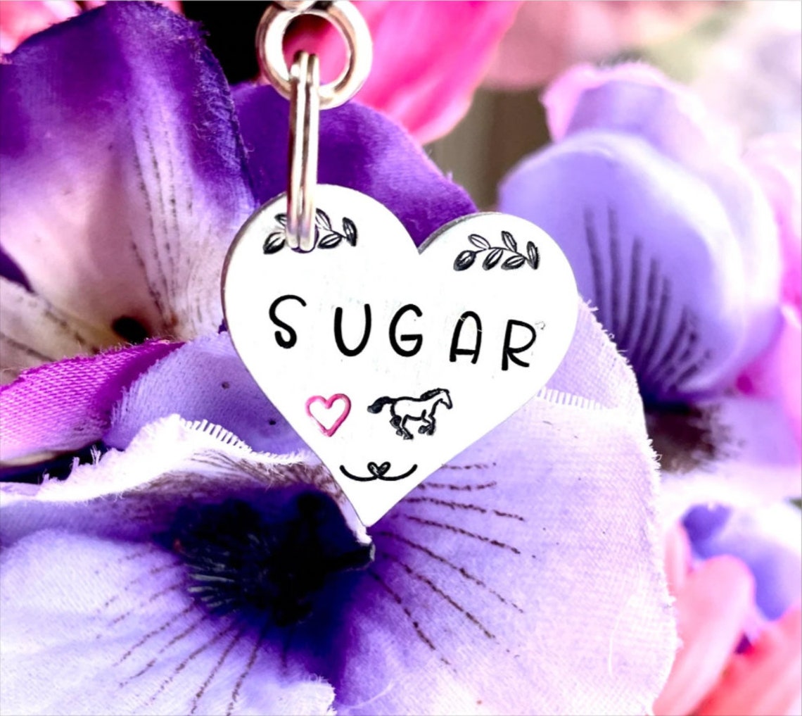 Hand Stamped Horse ID Tag - Personalized Heart Halter Name Plate - Etsy