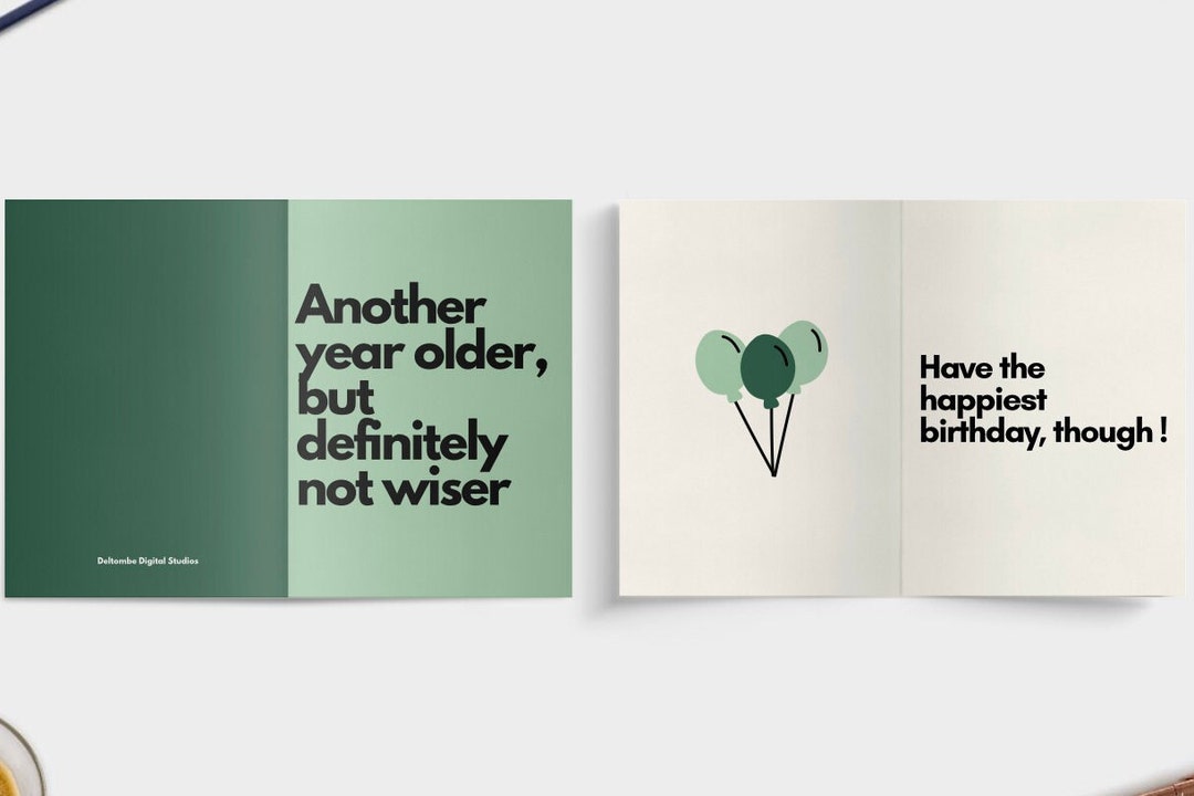 Printable Digital Foldable Birthday Card, Editable in Canva, Funny ...