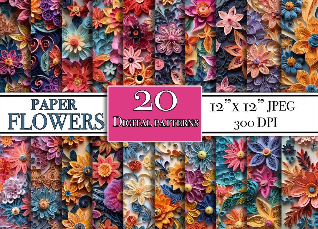 Floral Pattern Digital Paper Bundle, 20 Floral Paper Designs for ...