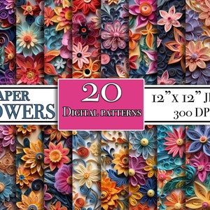 Floral Pattern Digital Paper Bundle, 20 Floral Paper Designs for ...