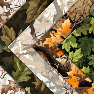 Camouflage Digital Paper Bundle, 20 Seamless Forest Camo Digital Paper ...