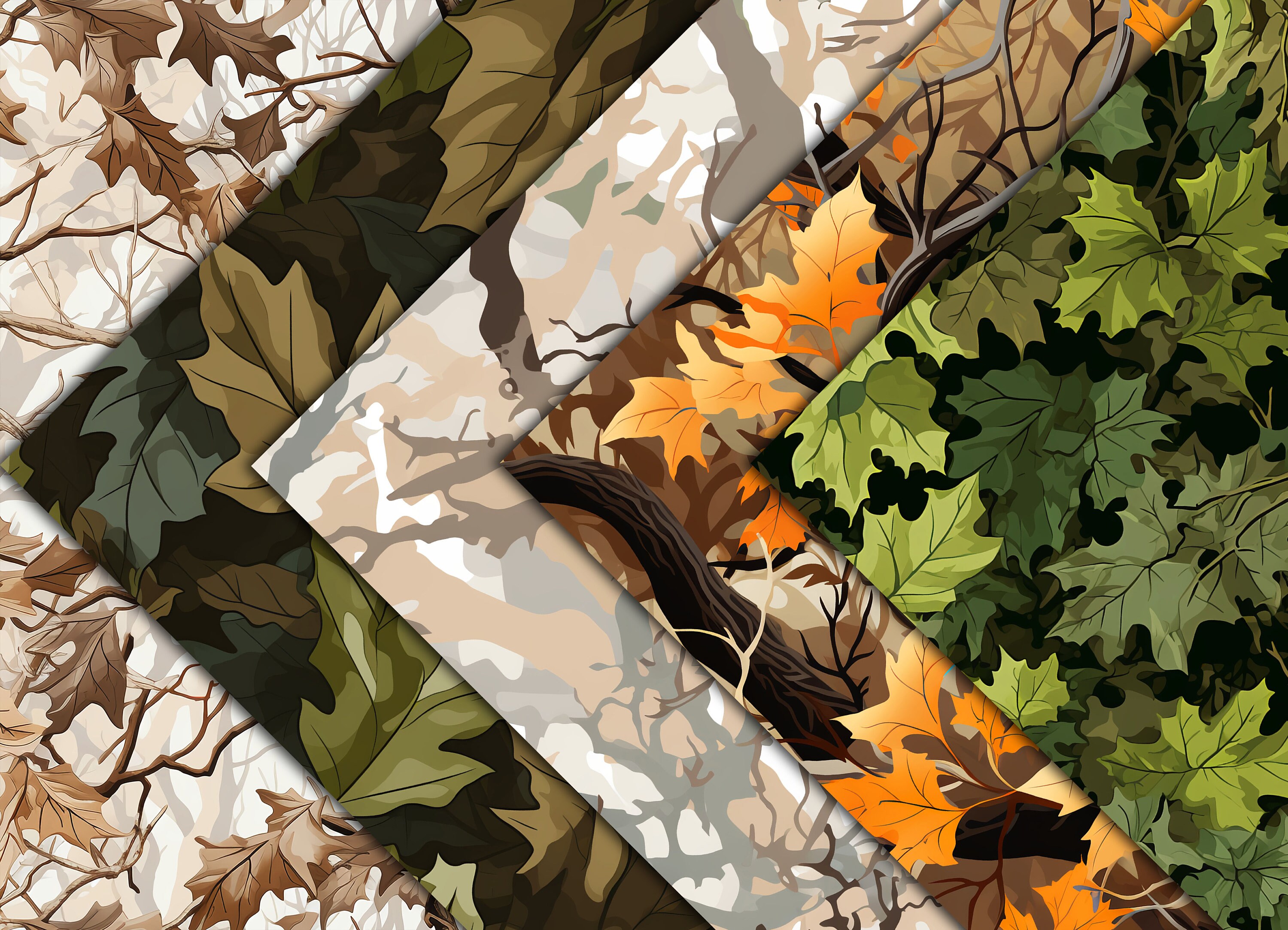 Camouflage Digital Paper Bundle, 20 Seamless Forest Camo Digital Paper ...