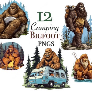 Bigfoot Clipart Files for Download, 12 Camping Bigfoot PNG Designs for ...