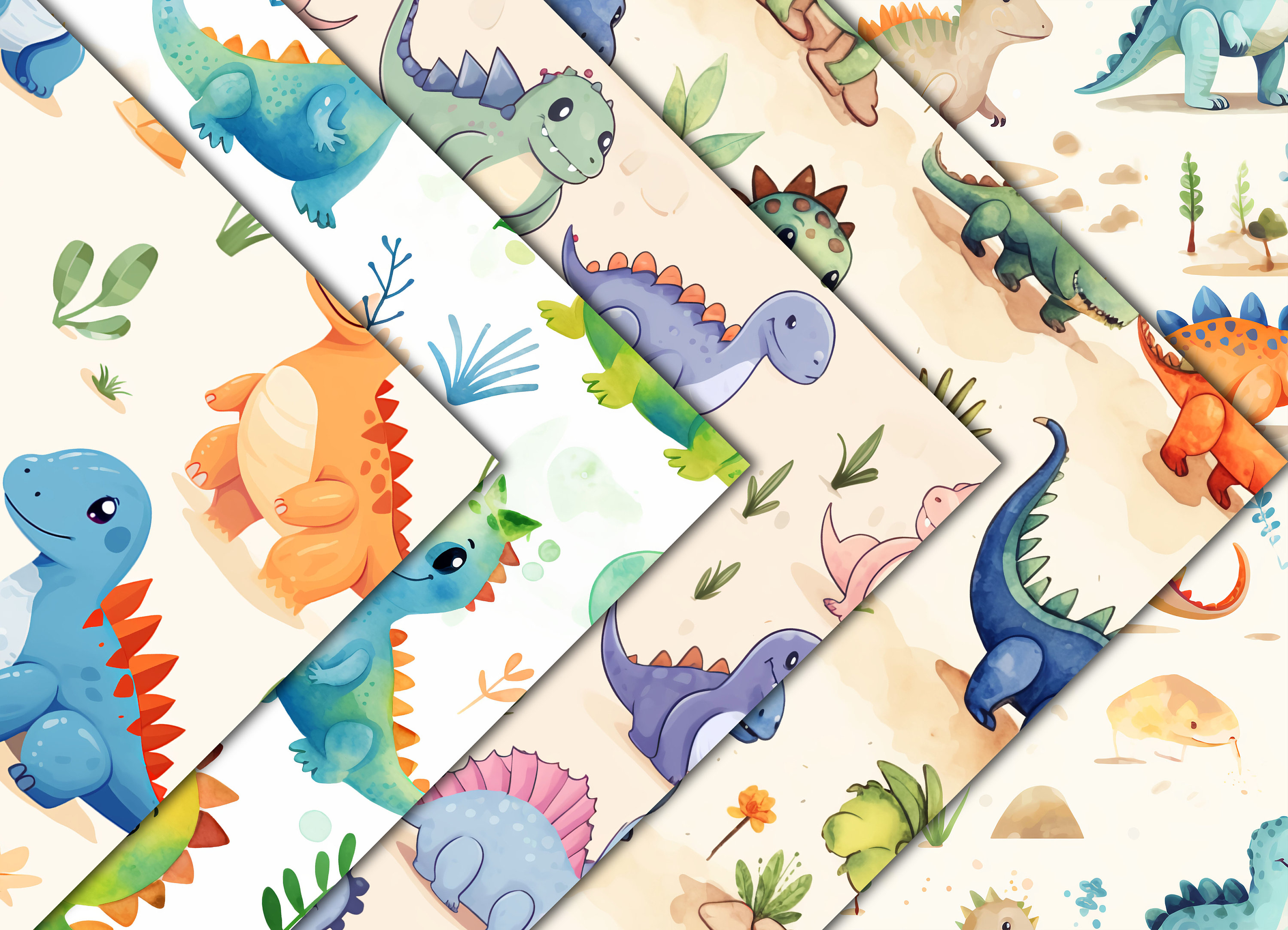 Dinosaur Seamless Digital Paper Bundle, 20 Nursery Digital Paper ...