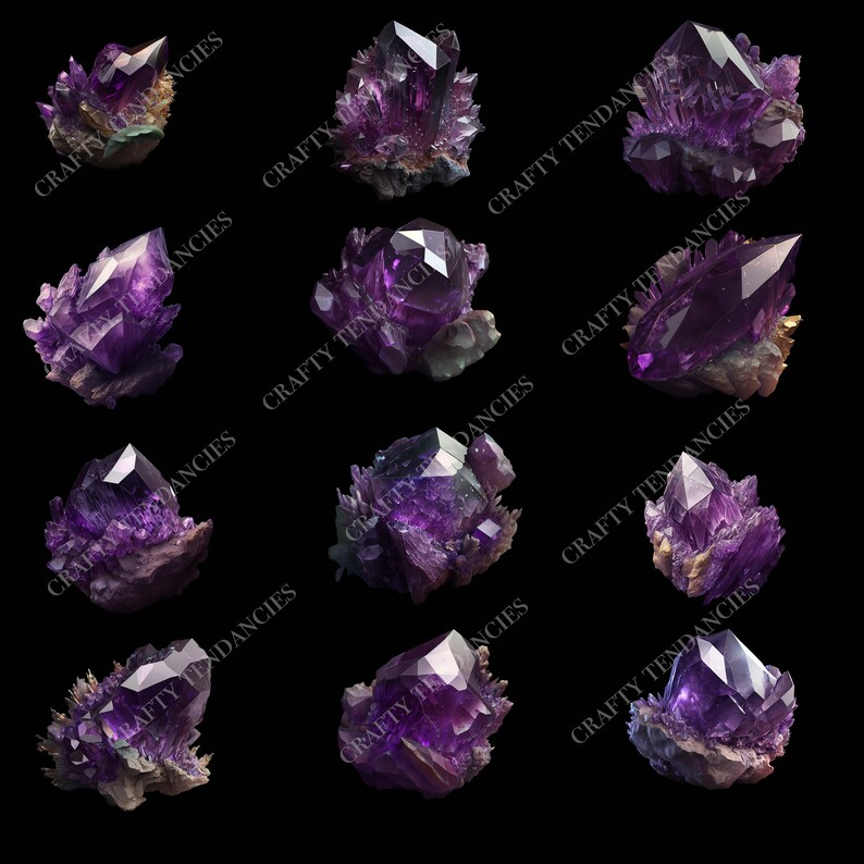 Amethyst Crystal Clipart PNG Files for Instant Download - Etsy