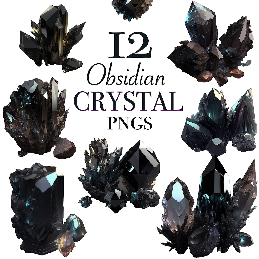 Obsidian Crystal Clipart PNG Files for Instant Download Realistic ...