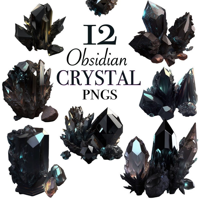 Obsidian Crystal Clipart PNG Files for Instant Download Realistic ...