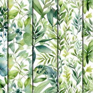 Greenery and Foliage Digital Paper Bundle, 20 Watercolor Greenery ...