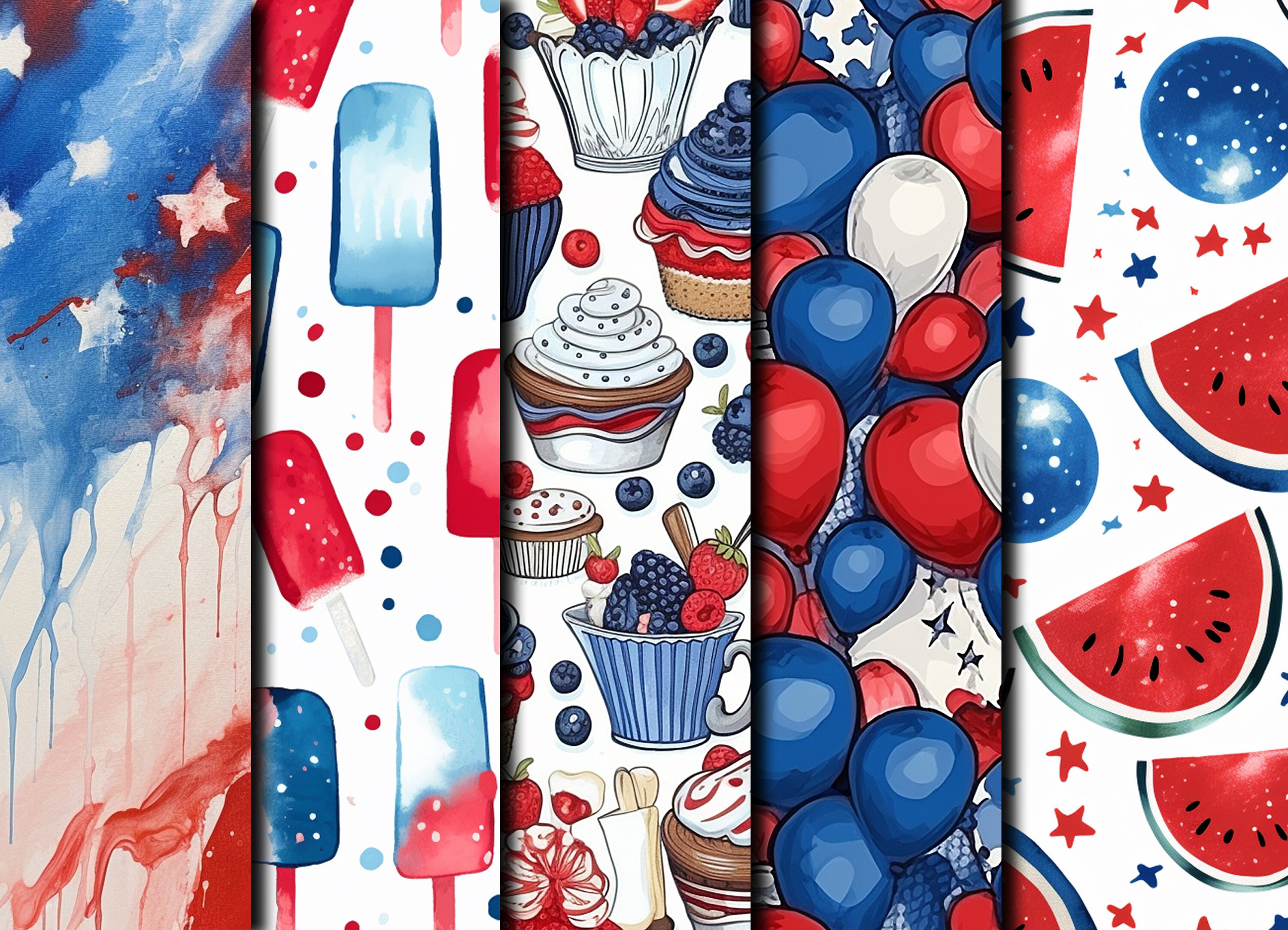 4th of July Digital Paper Bundle, 20 Patriotic Digital Paper Designs ...