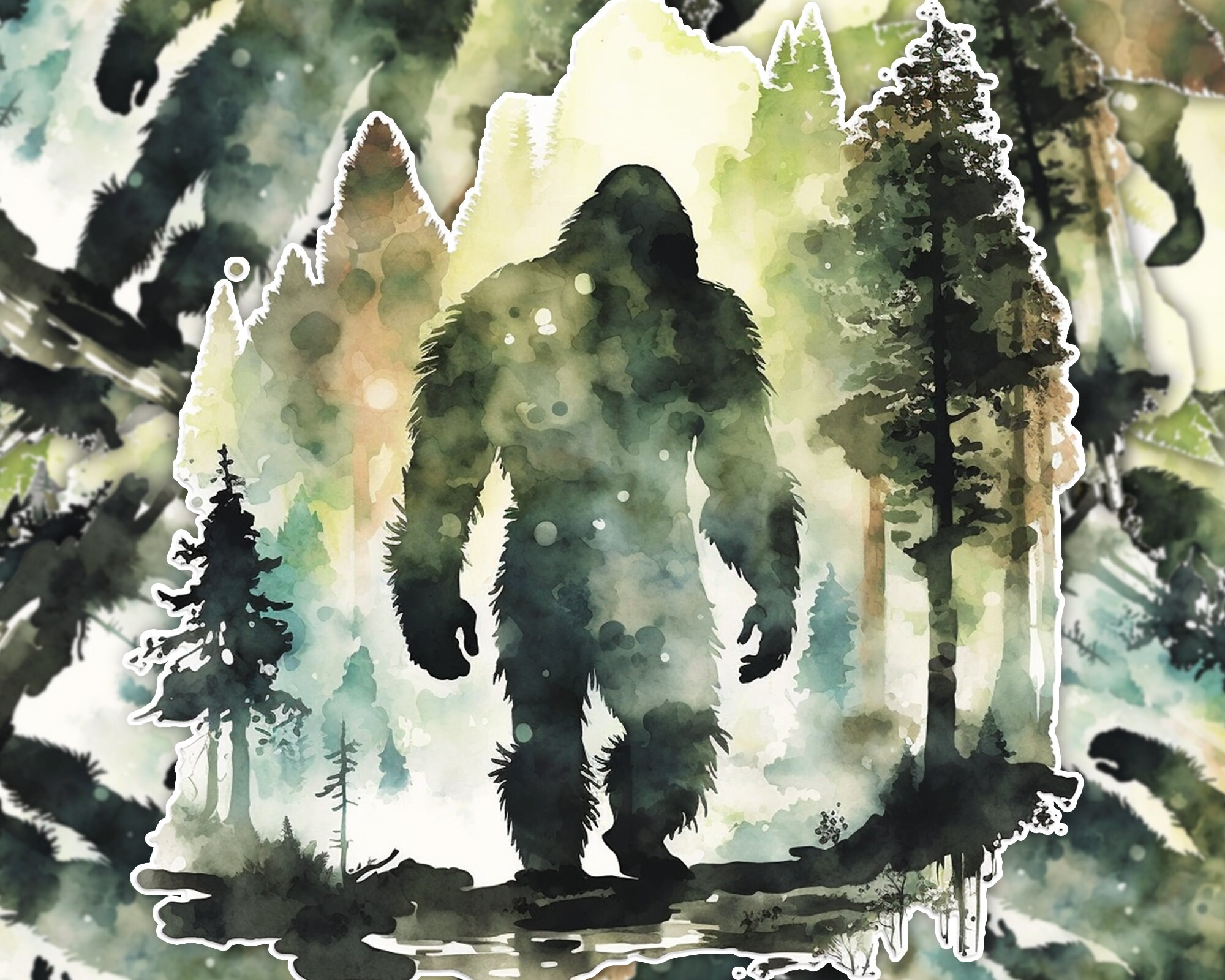 Bigfoot Clipart PNG Files for Instant Download Watercolor Bigfoot ...