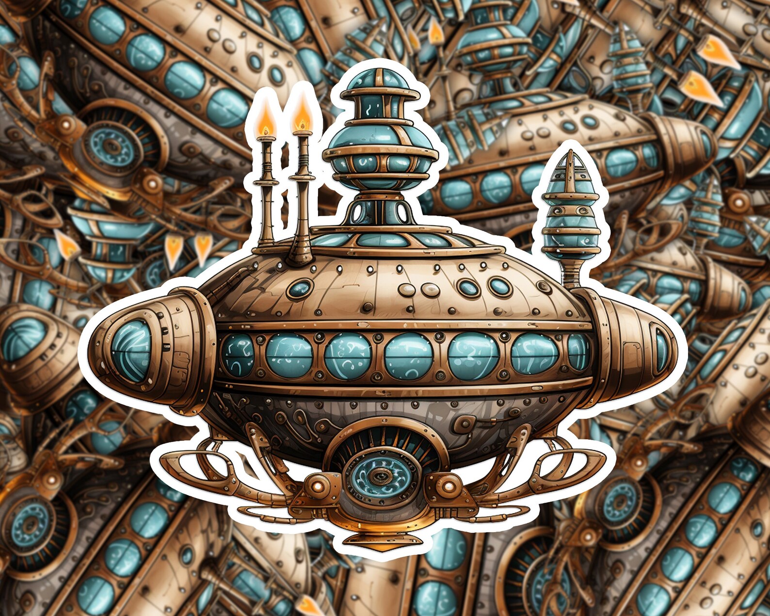 Steam Punk UFO Clipart PNG Files for Instant Download, 12 UFO Sticker ...