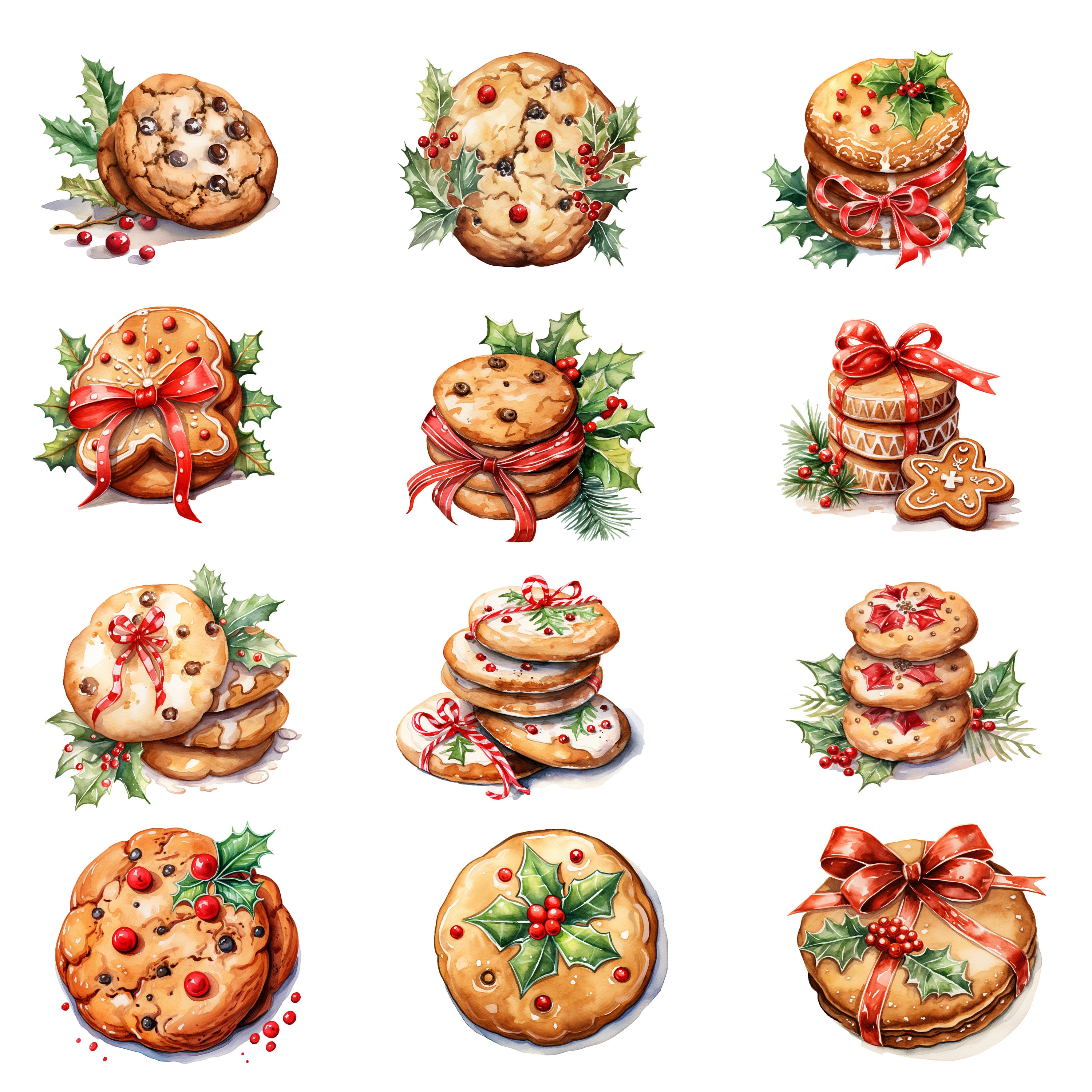 Christmas Cookie Clipart Files for Instant Download, Holiday Cookie PNG ...