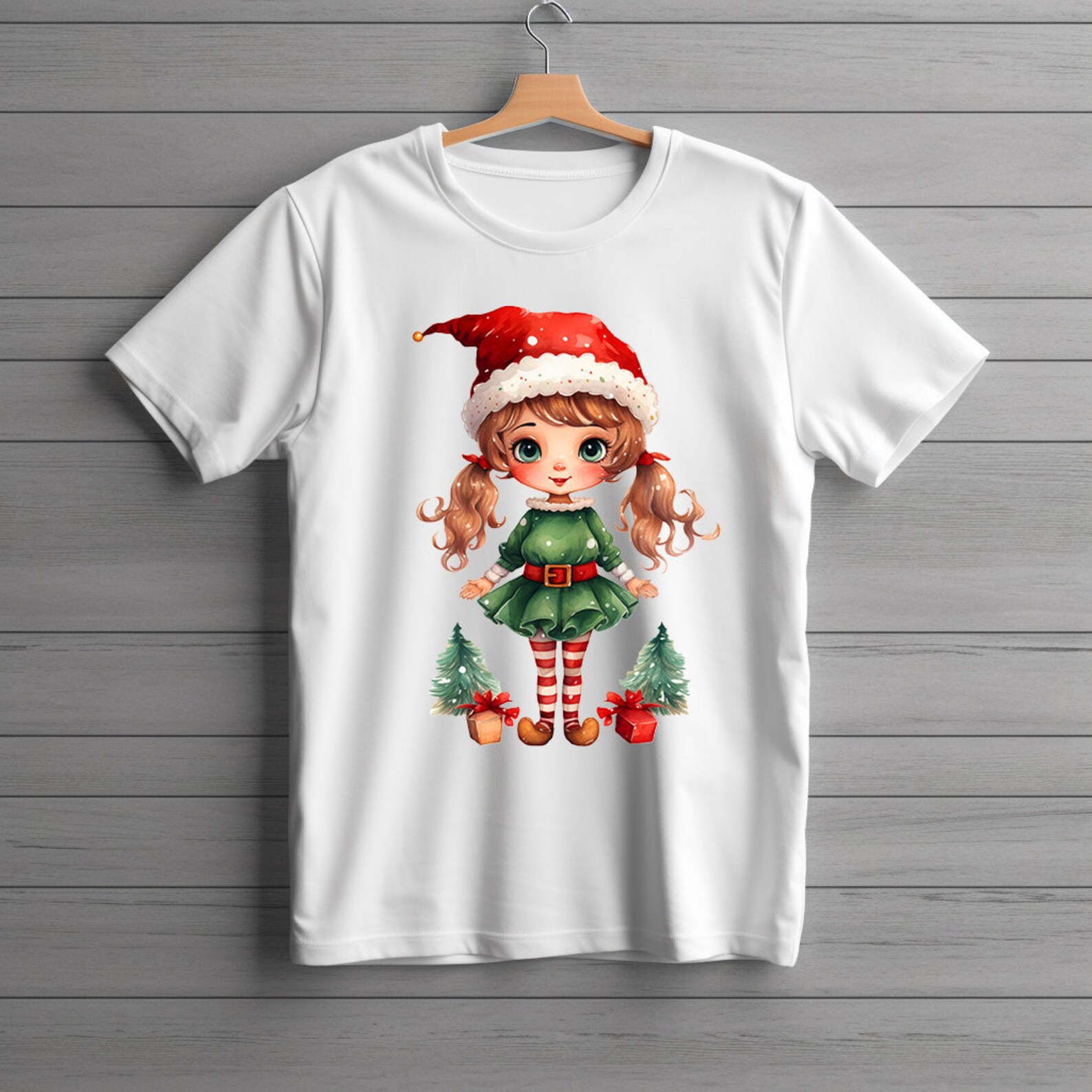 Watercolor Christmas Elf Clipart PNG Files for Instant Download, 12 ...