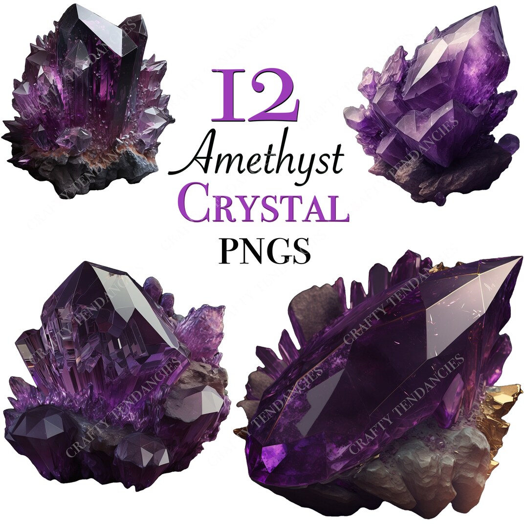 Amethyst Crystal Clipart PNG Files for Instant Download Realistic ...