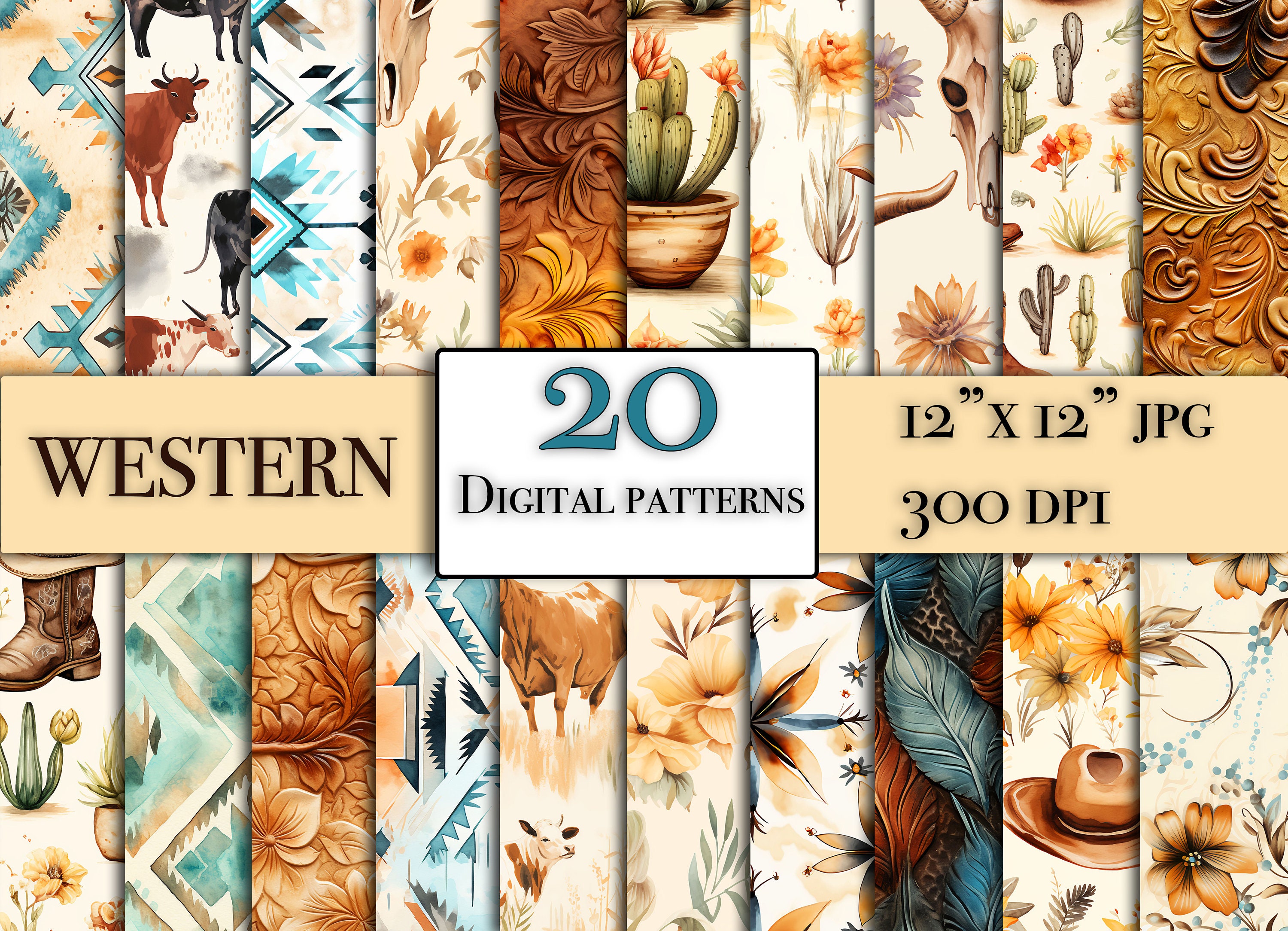 Western Digital Paper Bundle, 20 Seamless Western Digital Paper ...