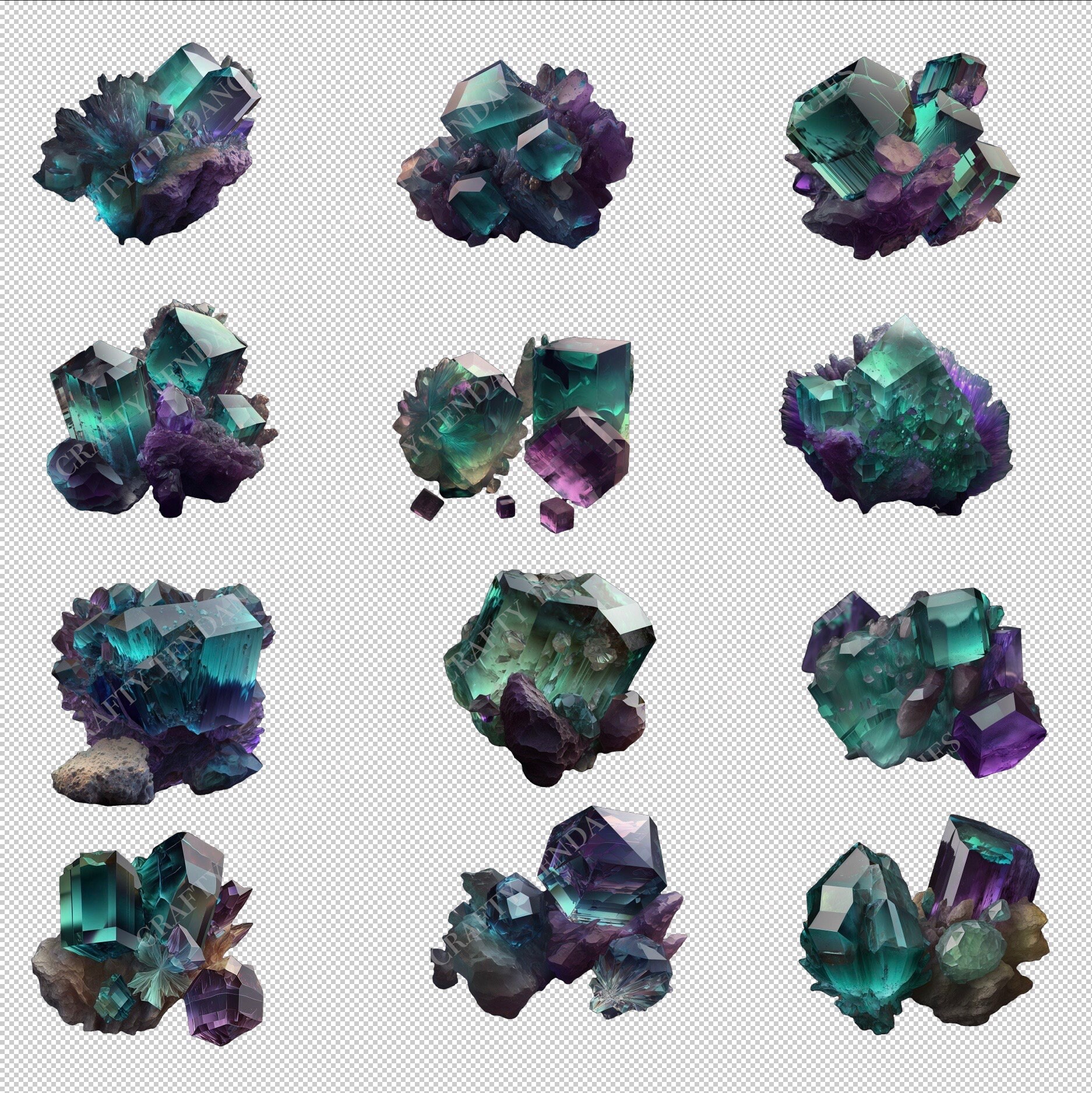 Fluorite Crystal Clipart PNG Files for Instant Download Realistic ...