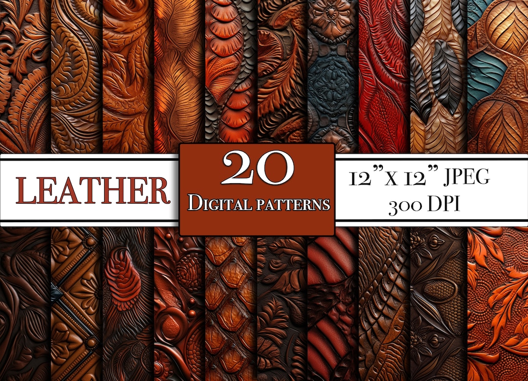 Embossed Leather Digital Paper Bundle, 20 Textured Leather Digital ...