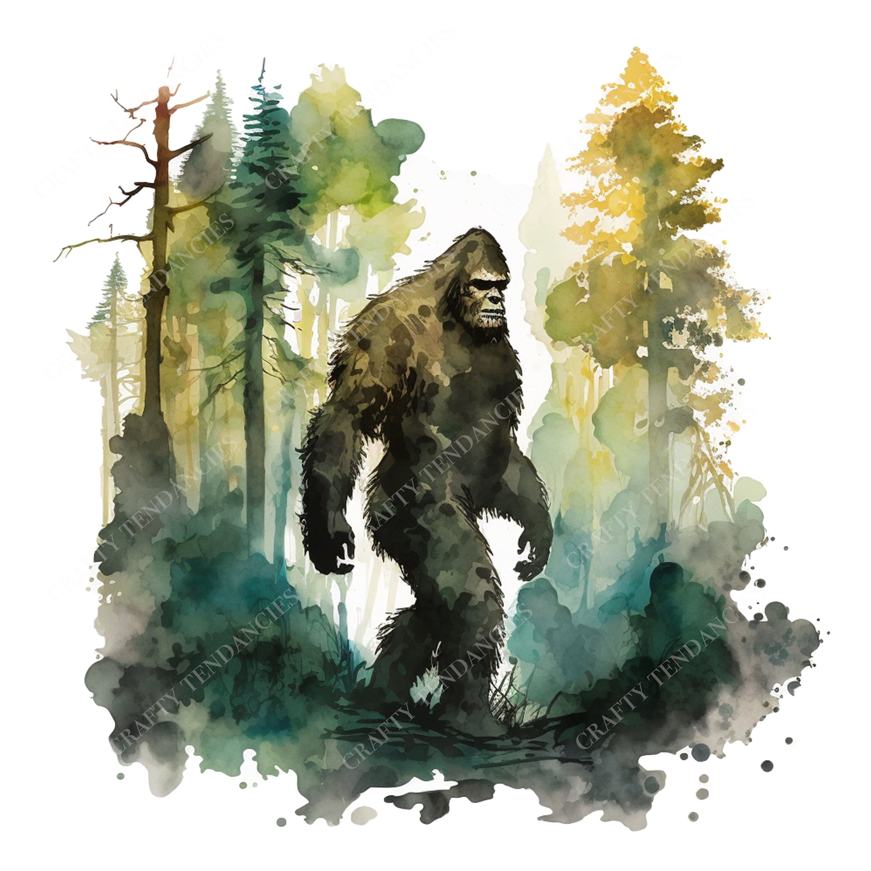 Bigfoot Clipart PNG Files for Instant Download Watercolor Bigfoot ...