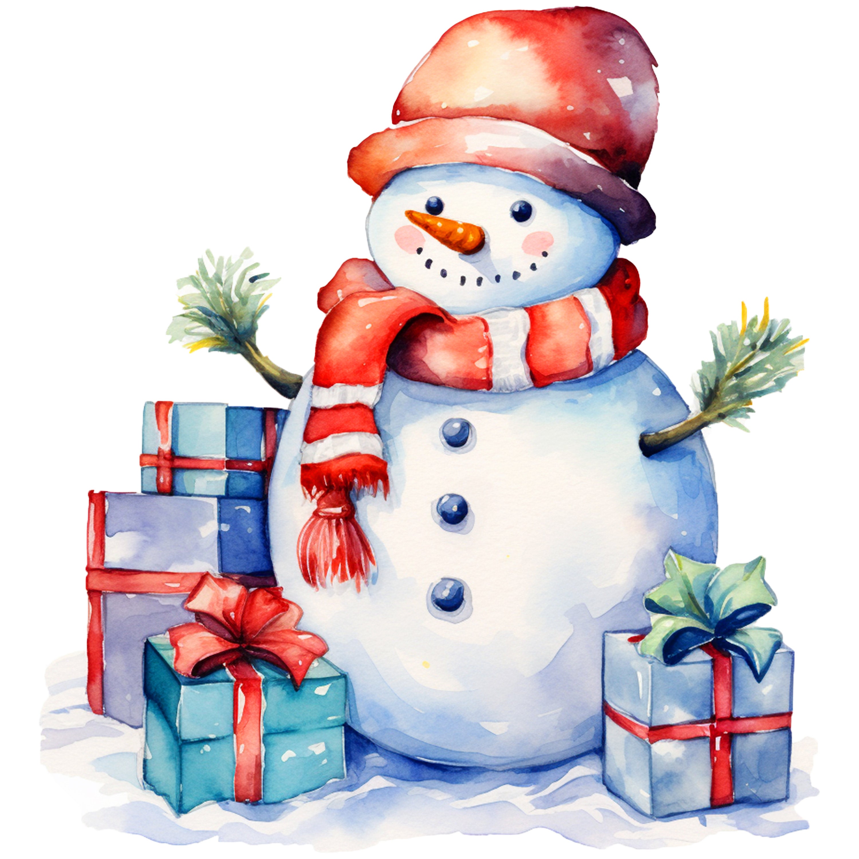Watercolor Snowman Clipart PNG Files for Instant Download, 12 Winter ...