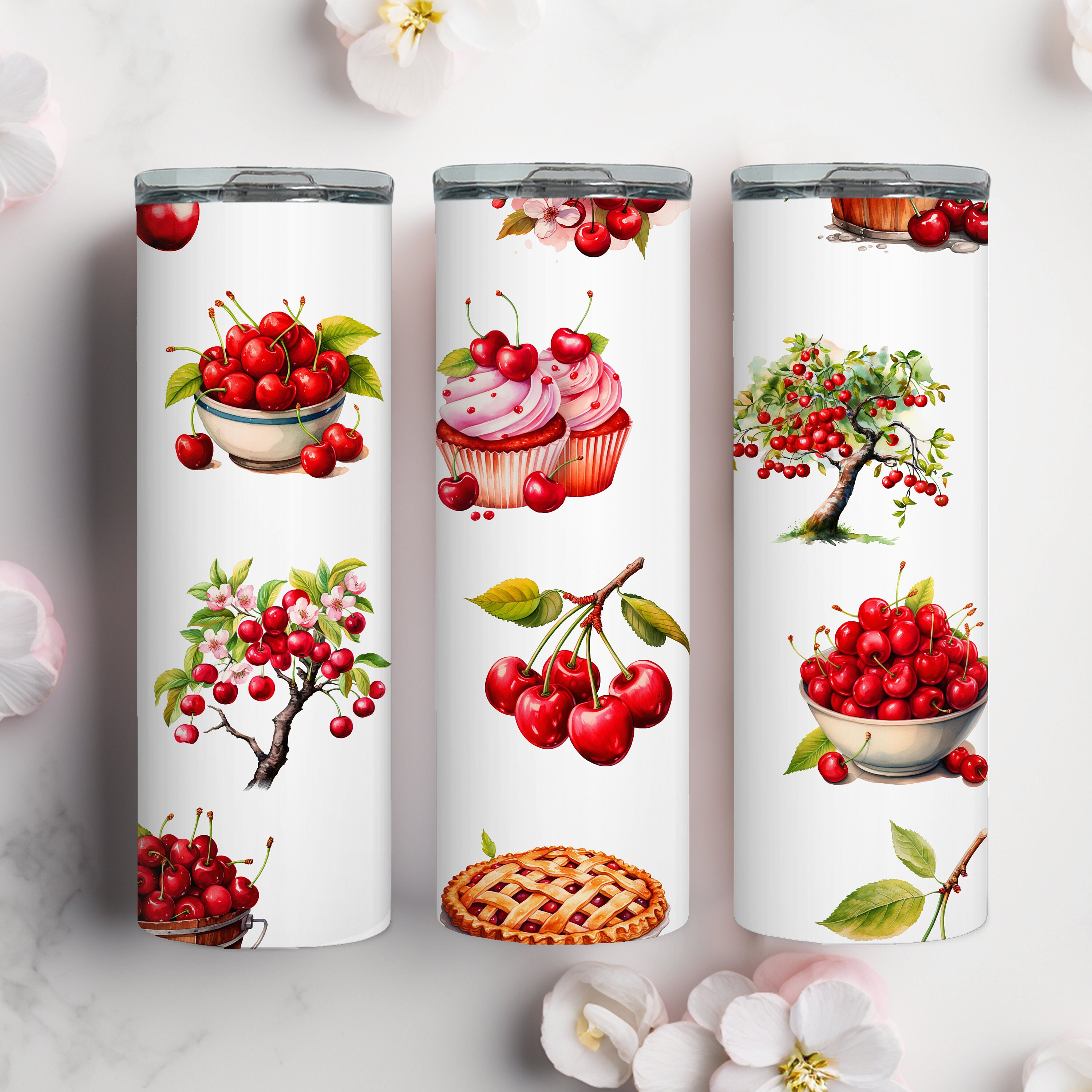 Watercolor Cherry Clipart PNG Files for Instant Download, 12 Cherry ...