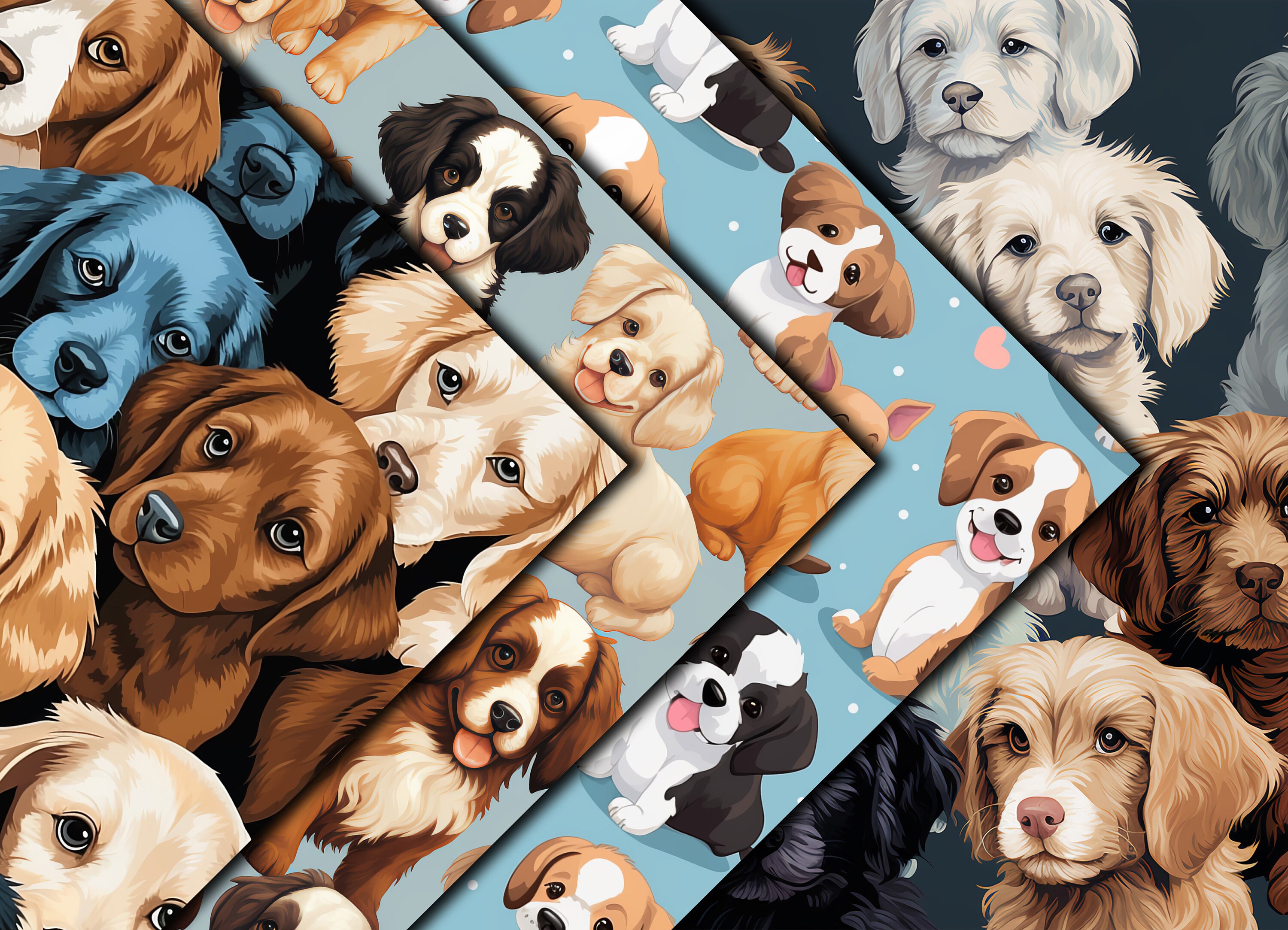 Puppy Digital Paper Bundle, 20 Dog Digital Paper Designs for ...