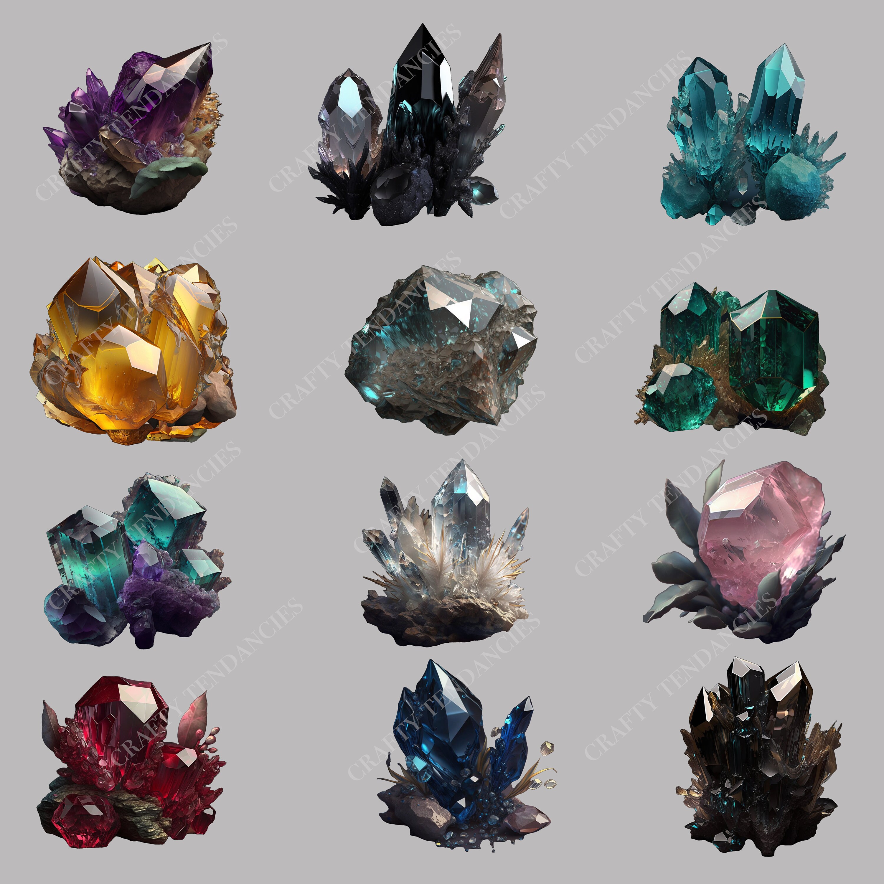 Crystal Clipart PNG Files for Instant Download Realistic - Etsy