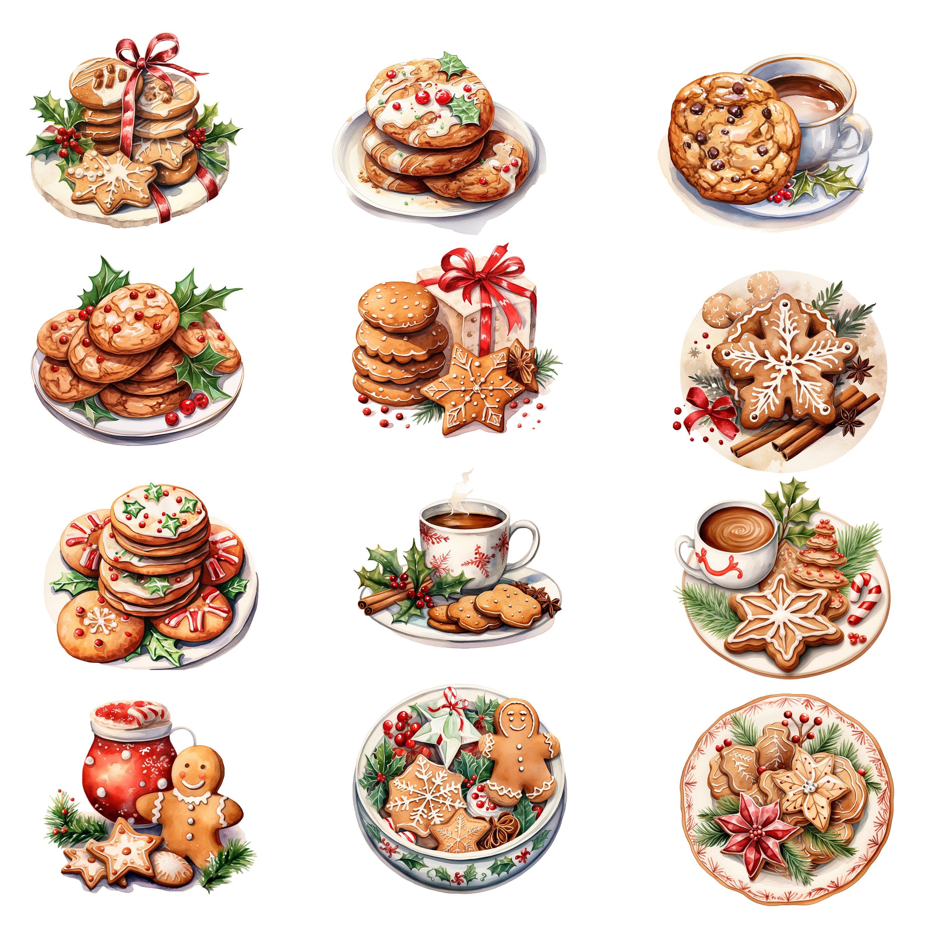 Christmas Cookie Clipart Files for Instant Download, Holiday Cookie PNG ...