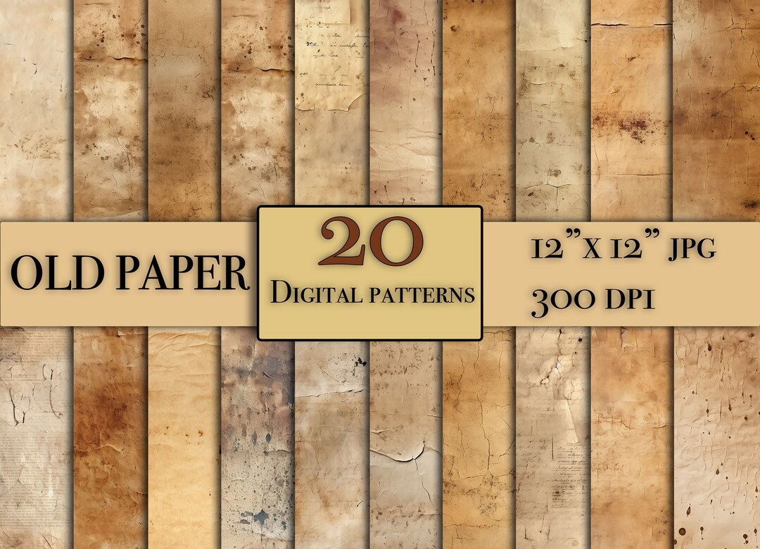 Distressed Paper Seamless Digital Paper Bundle, 20 Seamless Aged Paper ...