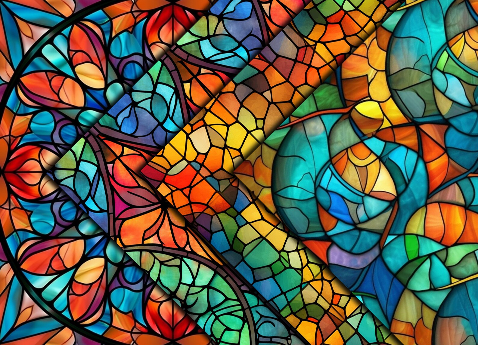 Stained Glass Digital Paper Bundle, 20 Colorful Glass Digital Paper ...