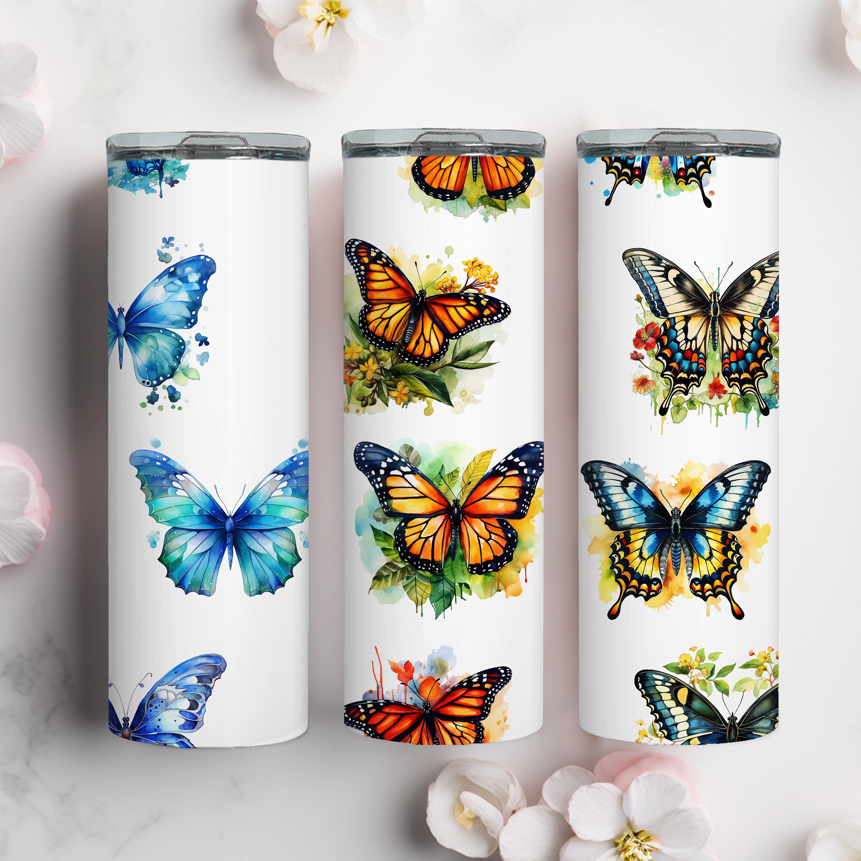 Watercolor Butterfly Clipart PNG Files for Instant Download, 12 Monarch ...