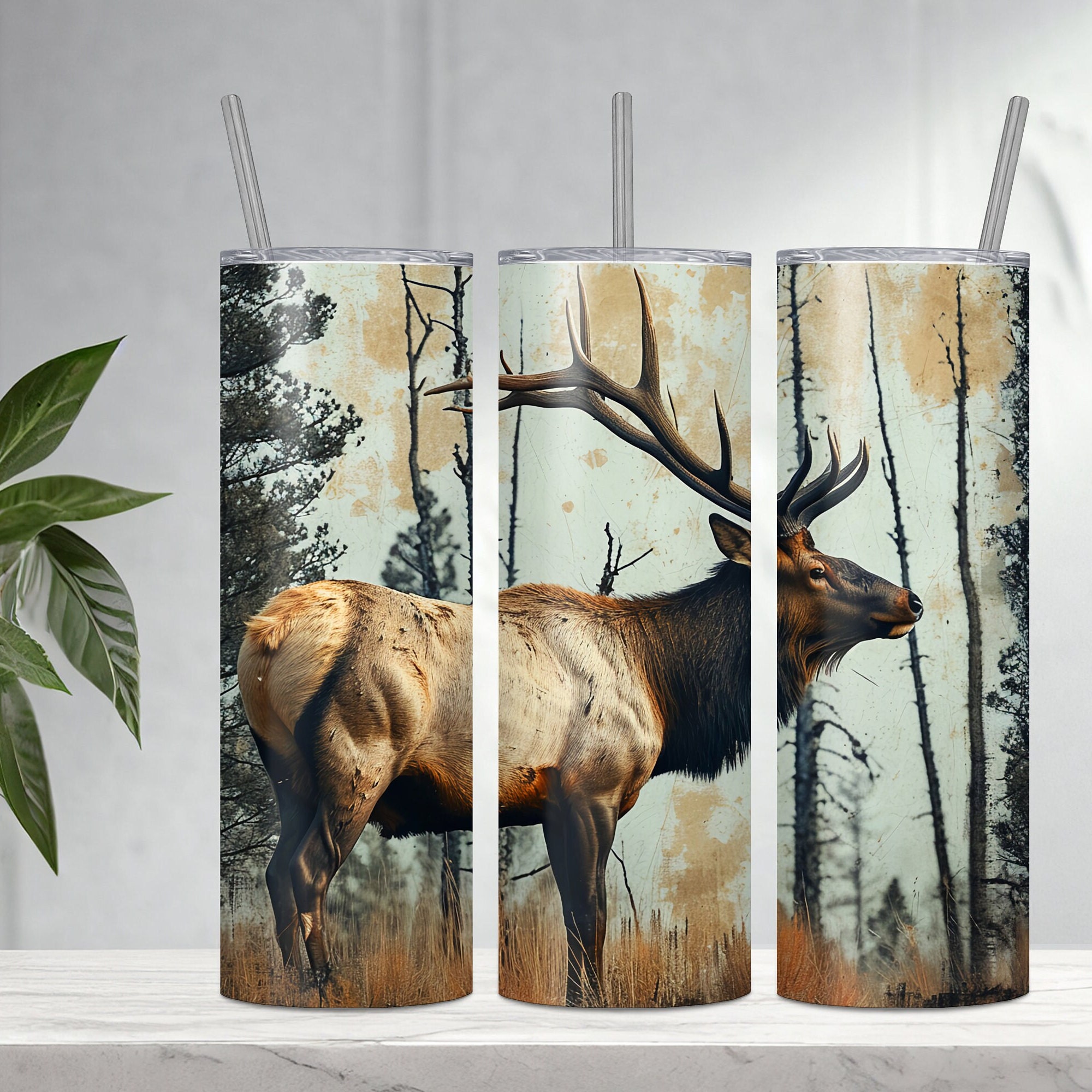 Bull Elk Tumbler Wrap for 20oz Skinny Tumblers, Elk Sublimation Tumbler ...
