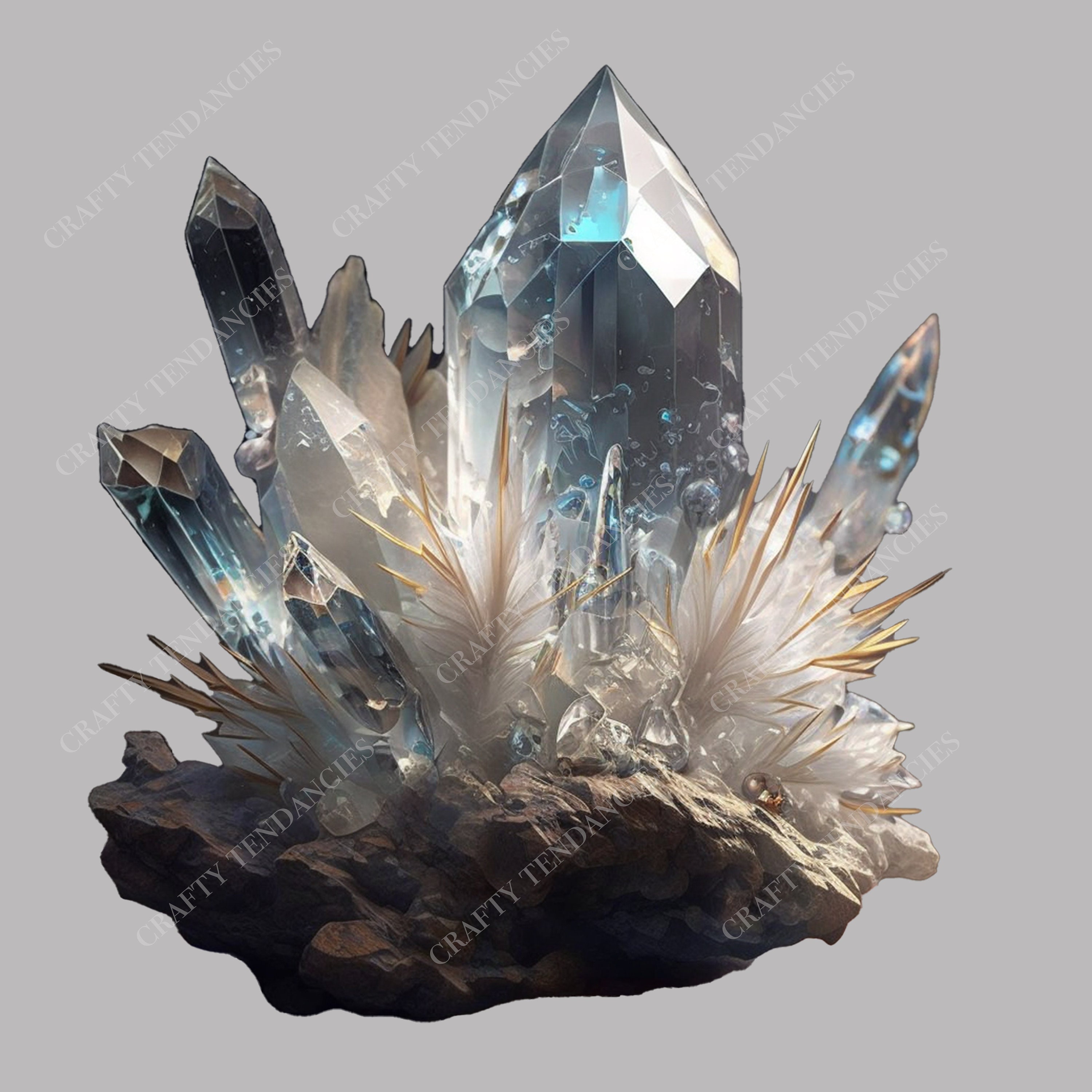 Quartz Crystal Clipart PNG Files for Instant Download Realistic Quartz ...