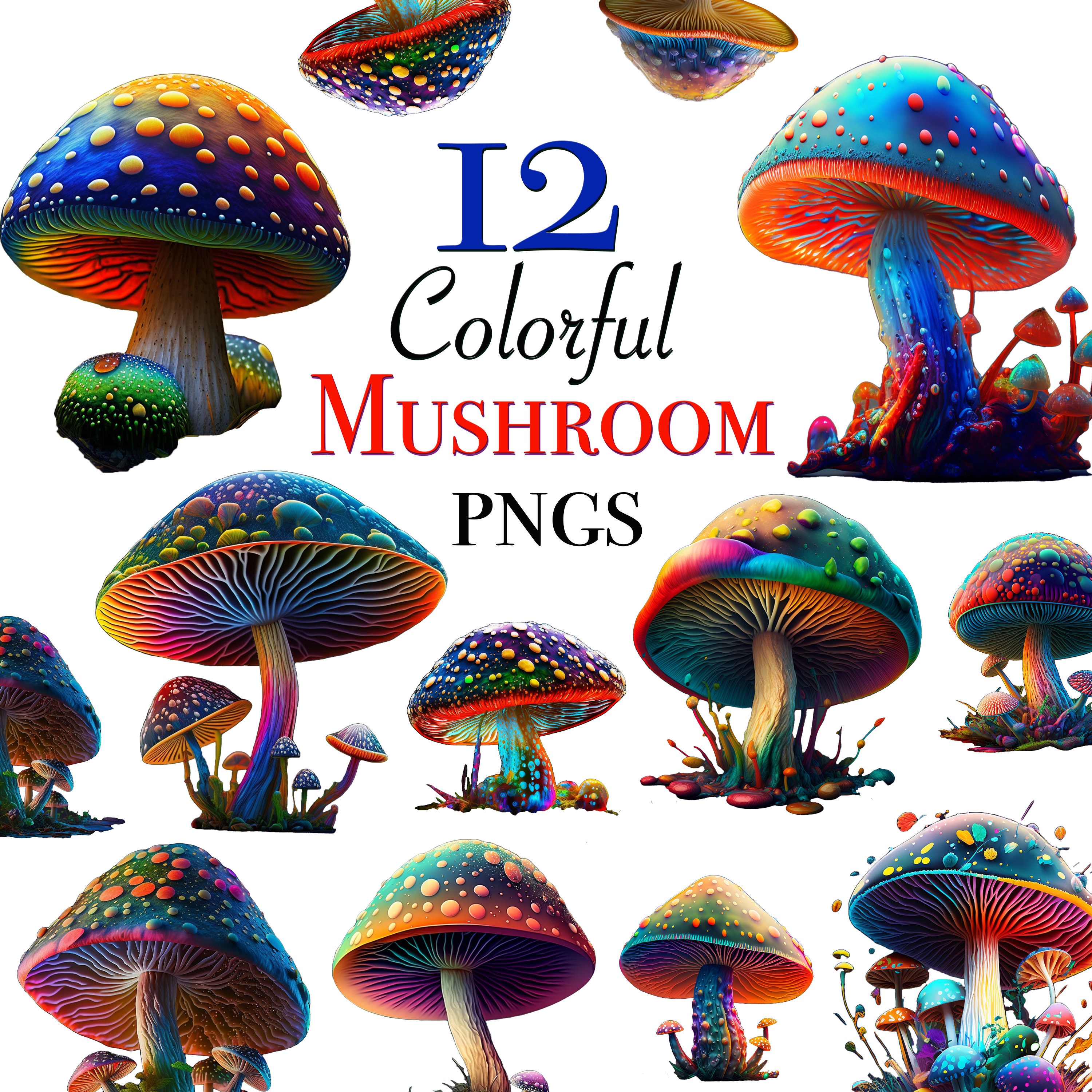 Mushroom Clipart PNG Files for Instant Download Realistic Mushroom ...