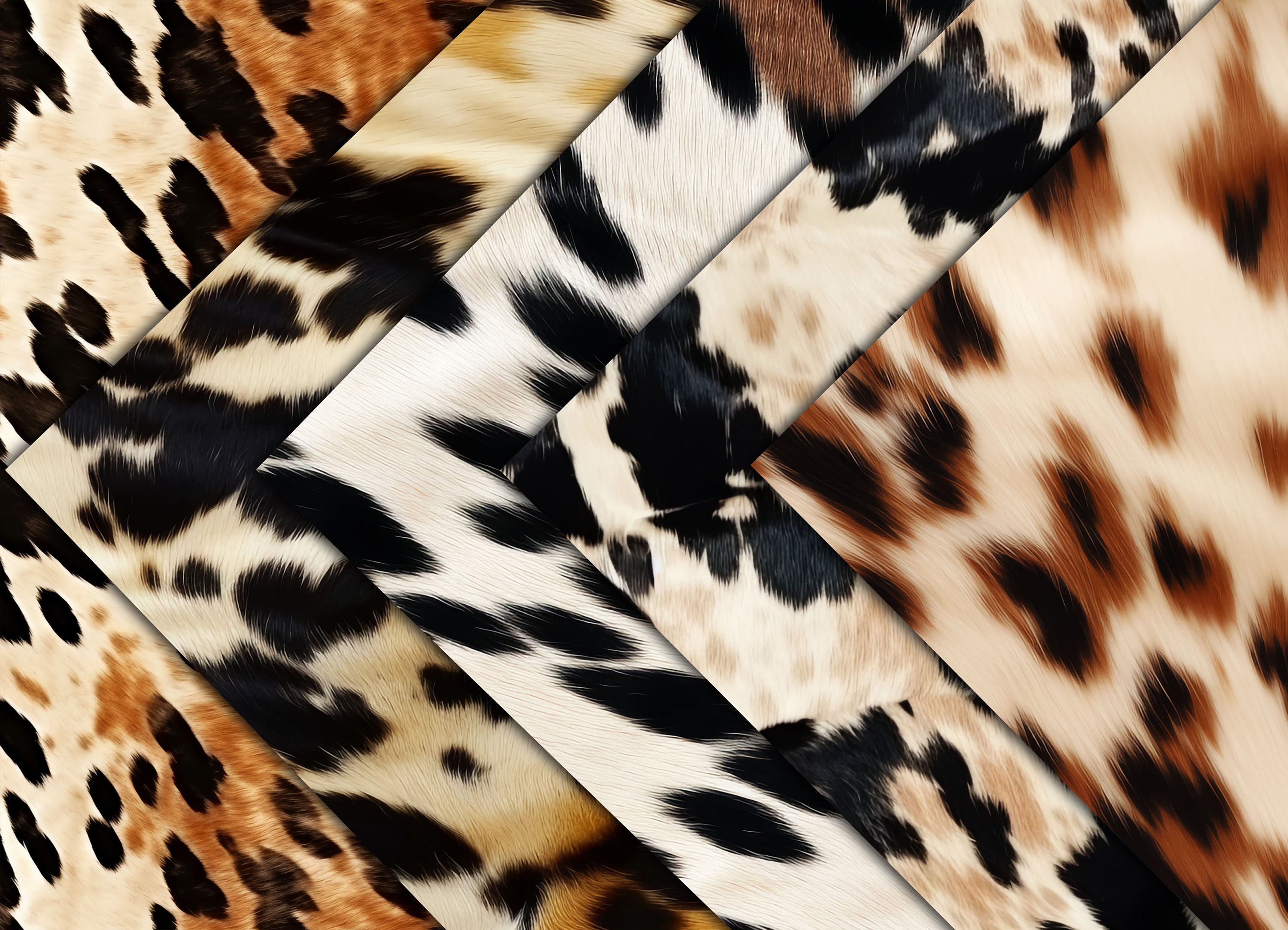 Cow Print Seamless Digital Paper Bundle, 20 Seamless Cattle Hide ...