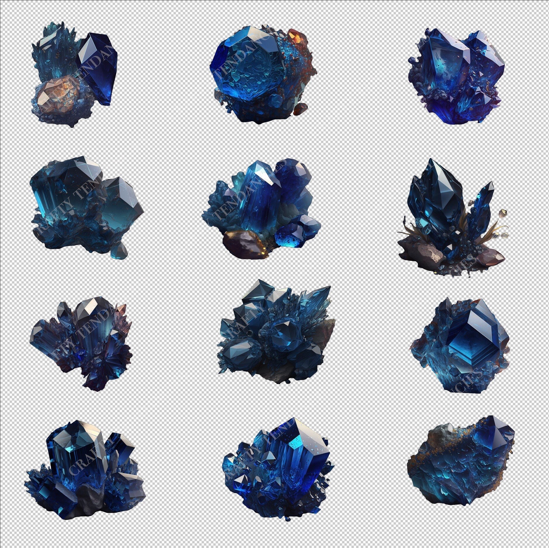 Sapphire Crystal Clipart PNG Files for Instant Download Realistic ...