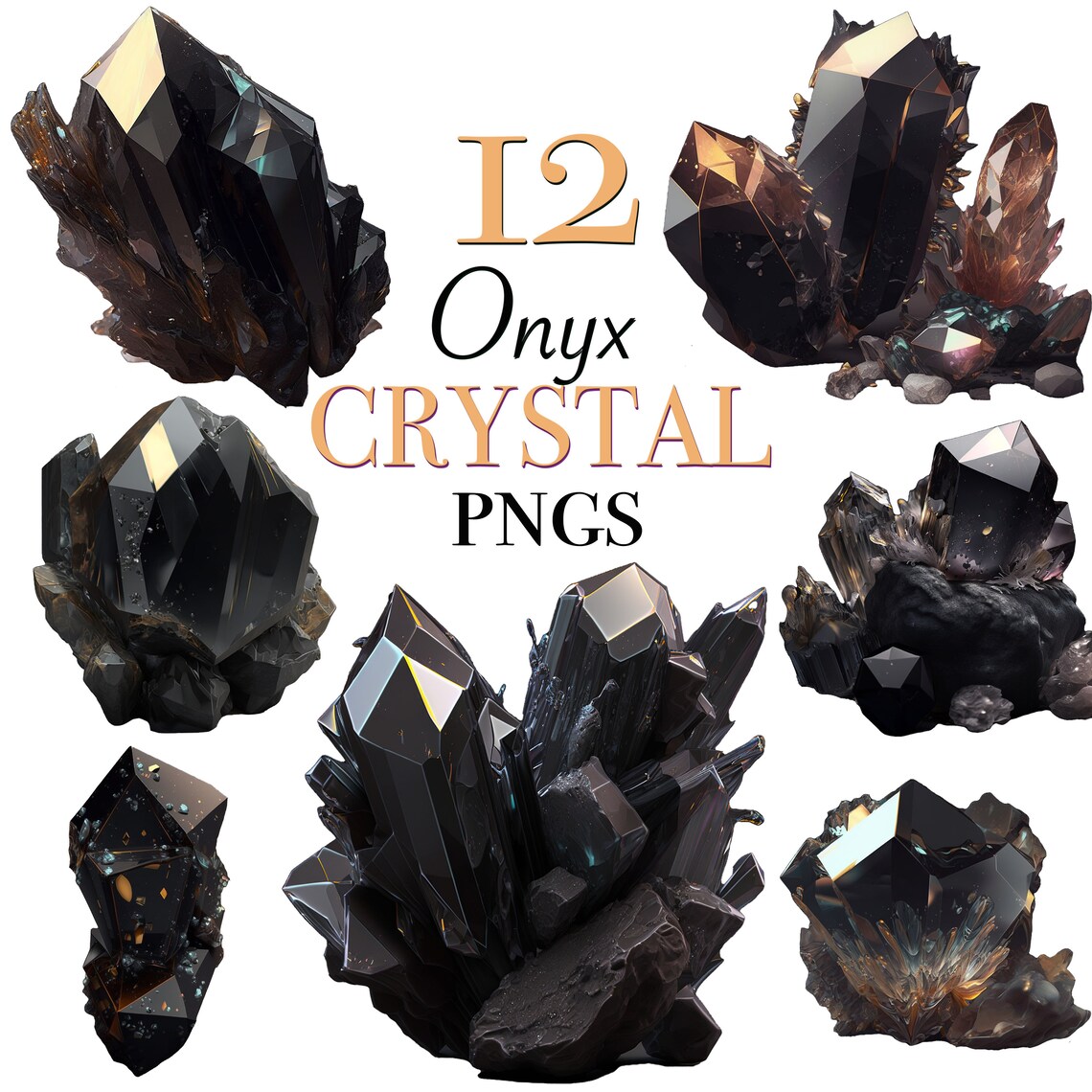 Onyx Crystal Clipart PNG Files for Instant Download Realistic Onyx ...