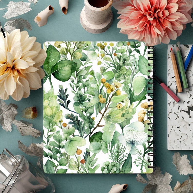 Greenery and Foliage Digital Paper Bundle, 20 Watercolor Greenery ...