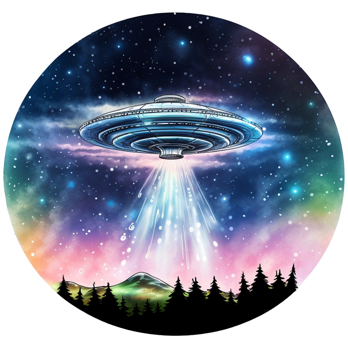UFO Clipart PNG Files for Instant Download Watercolor Ufo Sticker Design Commercial Use UFO ...