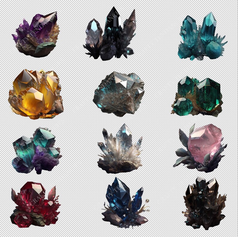 Crystal Clipart PNG Files for Instant Download Realistic - Etsy